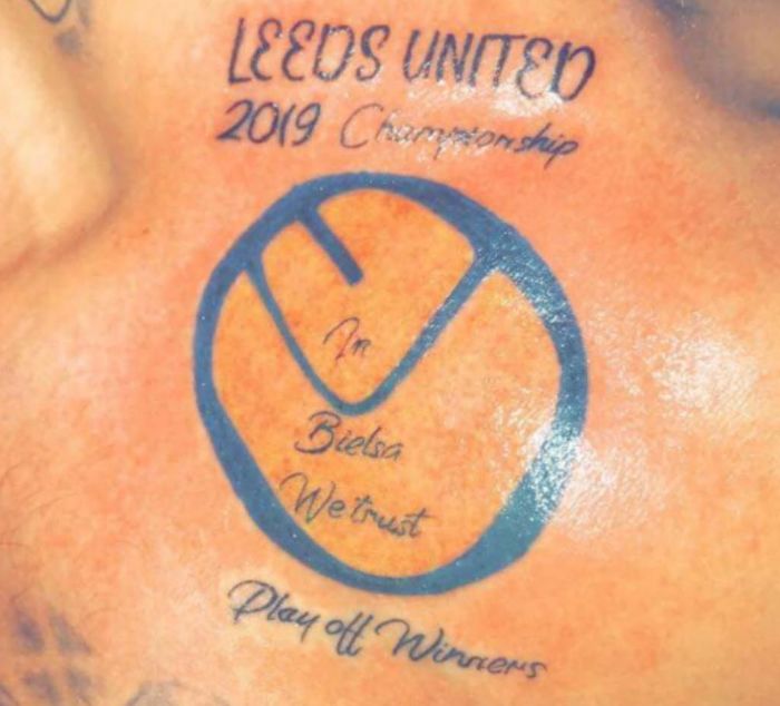 Leeds fan gets 2019 Championship playoff winners, Bielsa tattoo